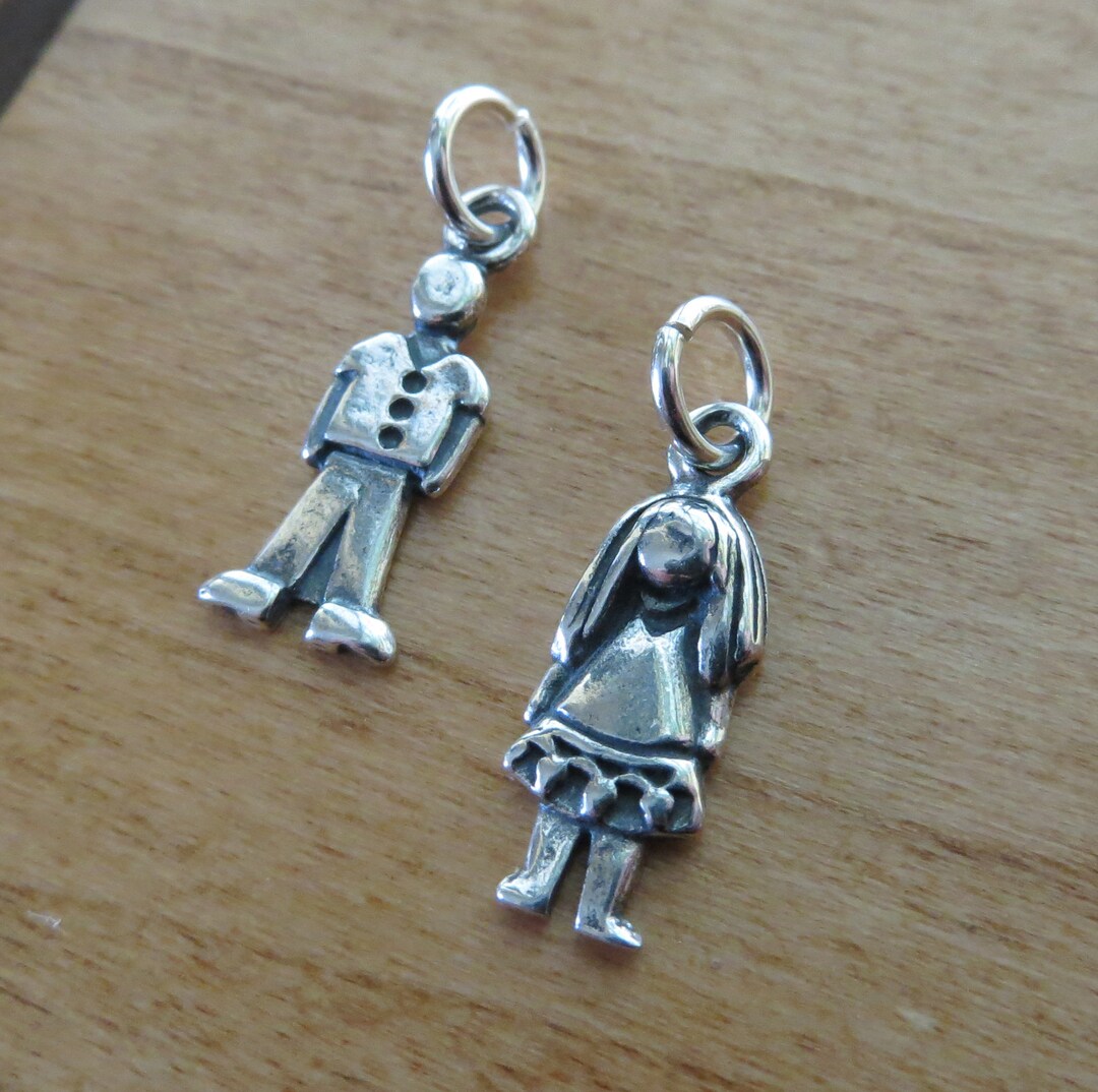 Solid 925 Sterling Silver Little Boy or Girl, Kids Charm Necklace or ...