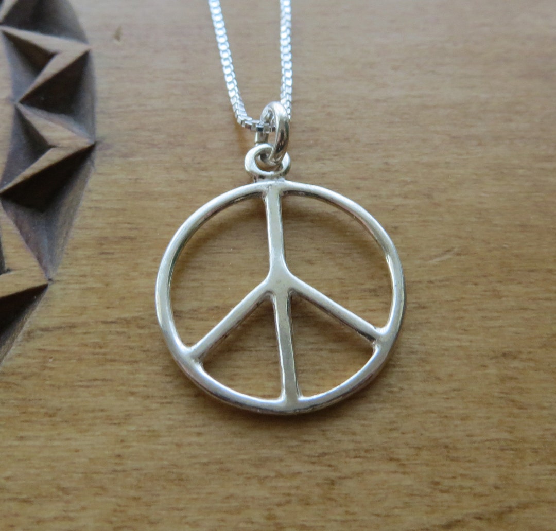 Solid 925 Sterling Silver Peace Sign Necklace Pendant or Earrings ...