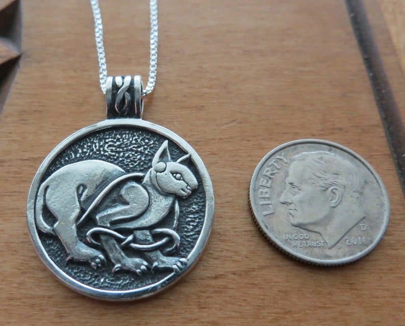 Solid 925 STERLING SILVER Celtic Cat Pendant Medallion - Etsy