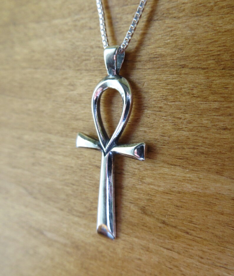 Solid 925 Sterling Silver Ankh Key of Life Pendant Necklace - Handmade ...