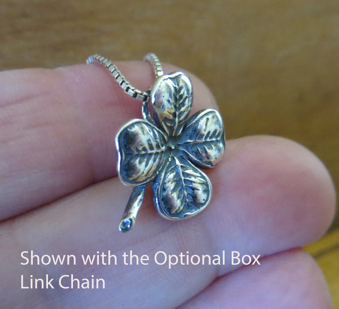 Solid 925 Sterling Silver Four Leaf Clover, Lucky Shamrock Pendant ...