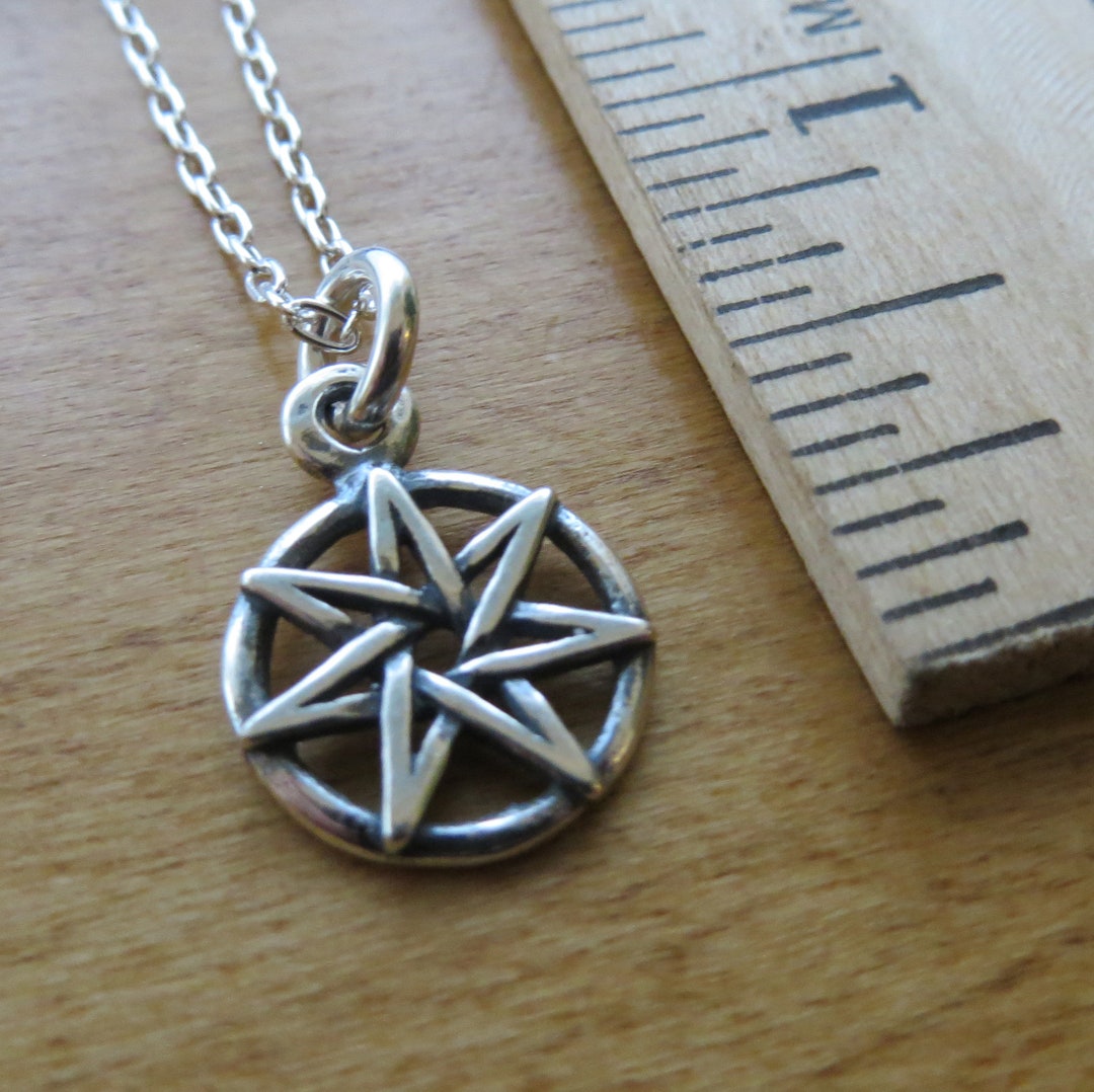 Solid 925 Sterling Silver Seven 7 Pointed Fairy Star Charm, Necklace or ...
