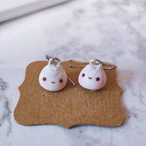 Dim Sum Earrings, Pork Bun Bao Polymer Clay Dangle Studs, Chinese Food ...