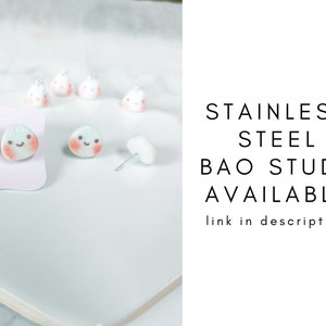 Dim Sum Earrings, Pork Bun Bao Polymer Clay Dangle Studs, Chinese Food ...