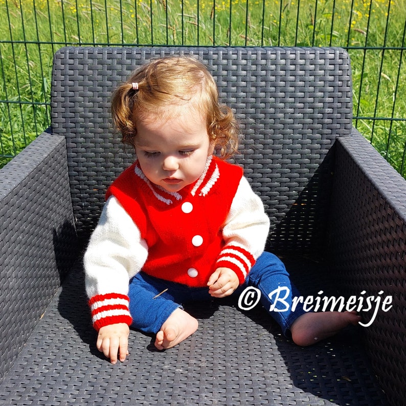 Letterman Jacket Knitting Pattern Baby 4 Sizes 0-24 Months | Varsity ...