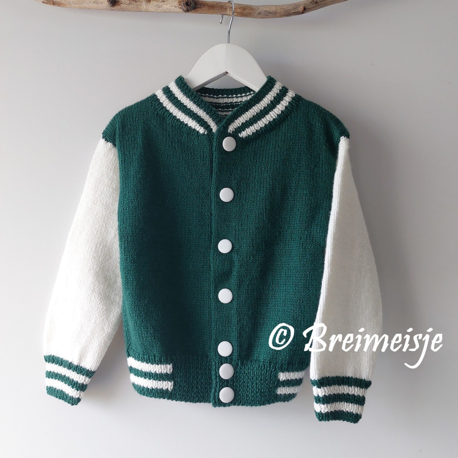 Letterman Jacket Knitting Pattern Kids 5 Sizes 2-12 Years | Back to ...