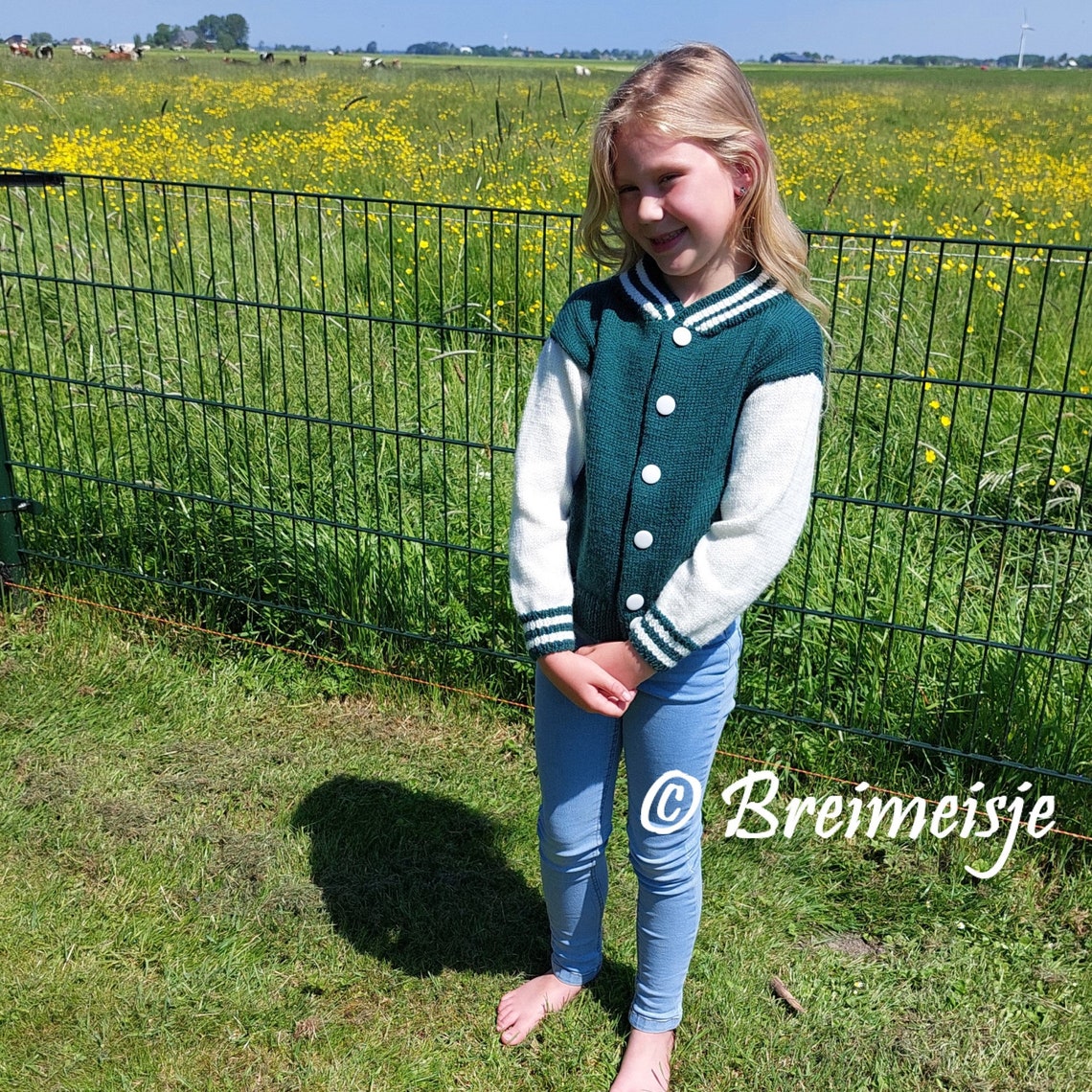 Letterman Jacket Knitting Pattern Kids 5 Sizes 2-12 Years | Back to ...