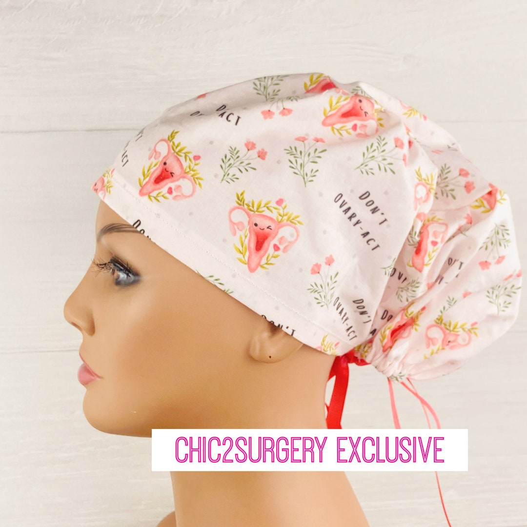 Scrub Hats For Women Womens Tieback Hat Scrub Caps Dont Ovary Act