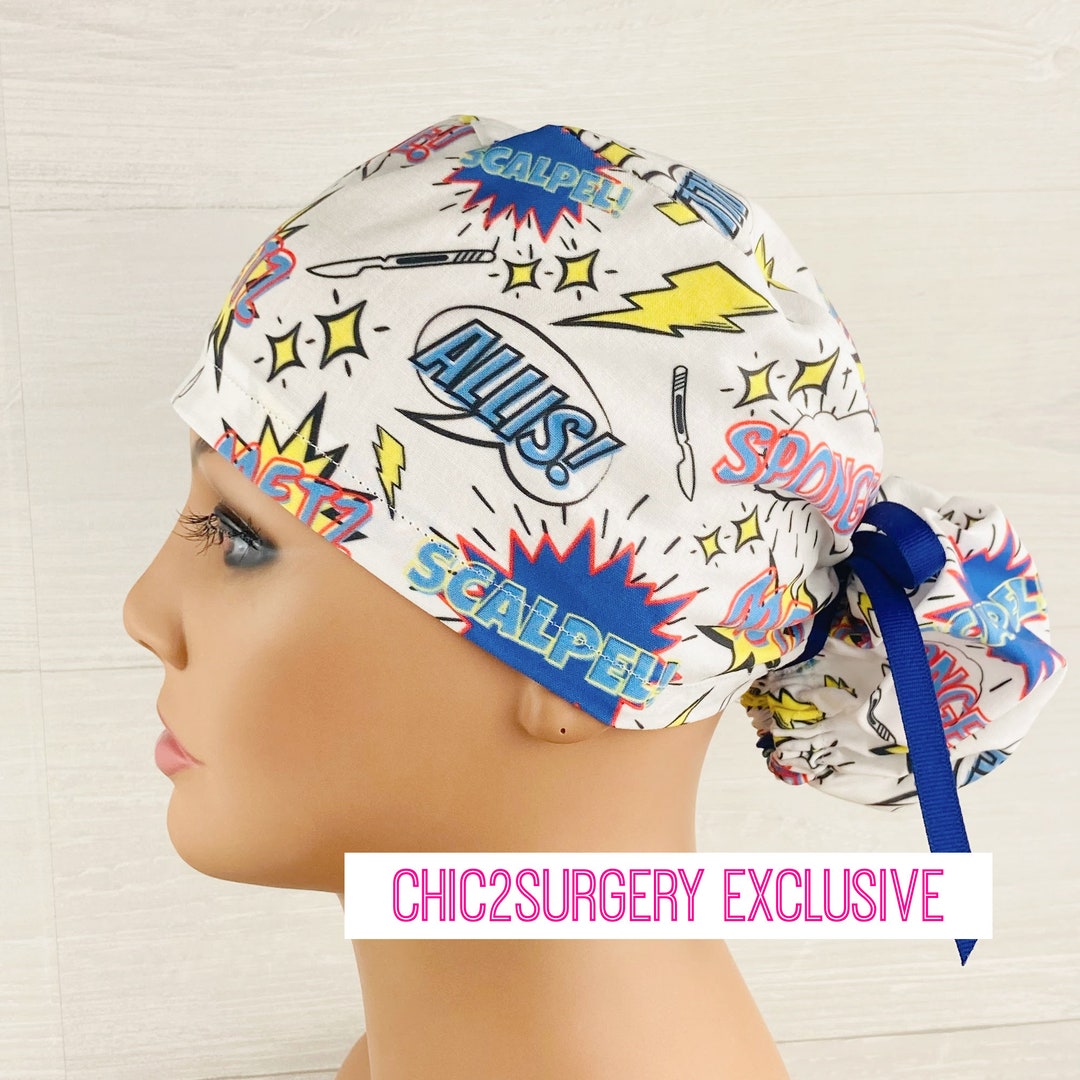 Womens Surgical Scrub Caps - Ponytail - Scrub Hat - Surg Tech Comic ...