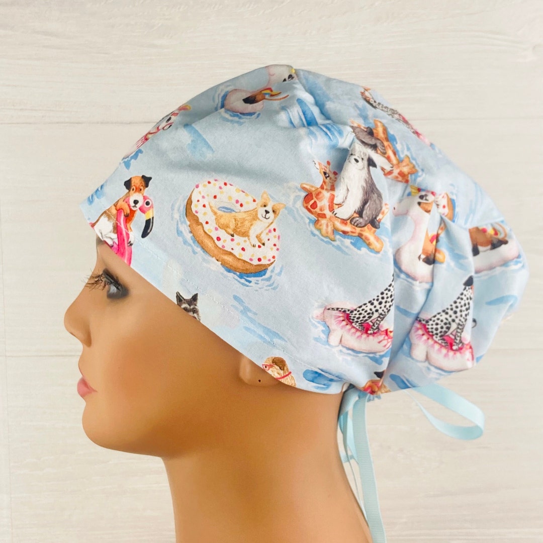 Scrub Hats for Women - Women's Tieback Hat - Scrub Caps - Pool Pups ...