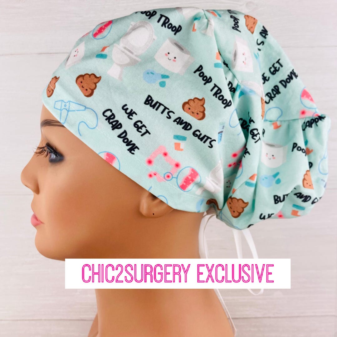 Scrub Hats for Women - Women's Tieback Hat - Scrub Caps - Poop Troop ...