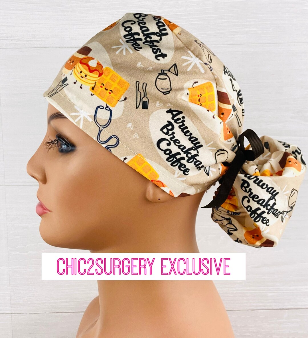 Womens Surgical Scrub Caps - Anesthesia Breakfast - Scrub Hat With ...