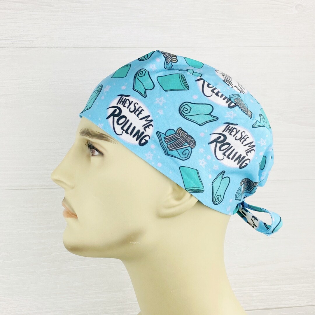 Men's Scrub Hat - Men's Scrub Cap - Men's Tieback Hat - They See Me ...