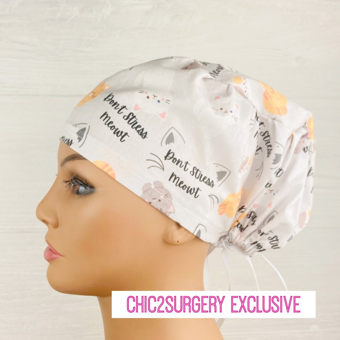 Scrub Hats for Women - Women's Tieback Hat - Scrub Caps - Don't Stress ...