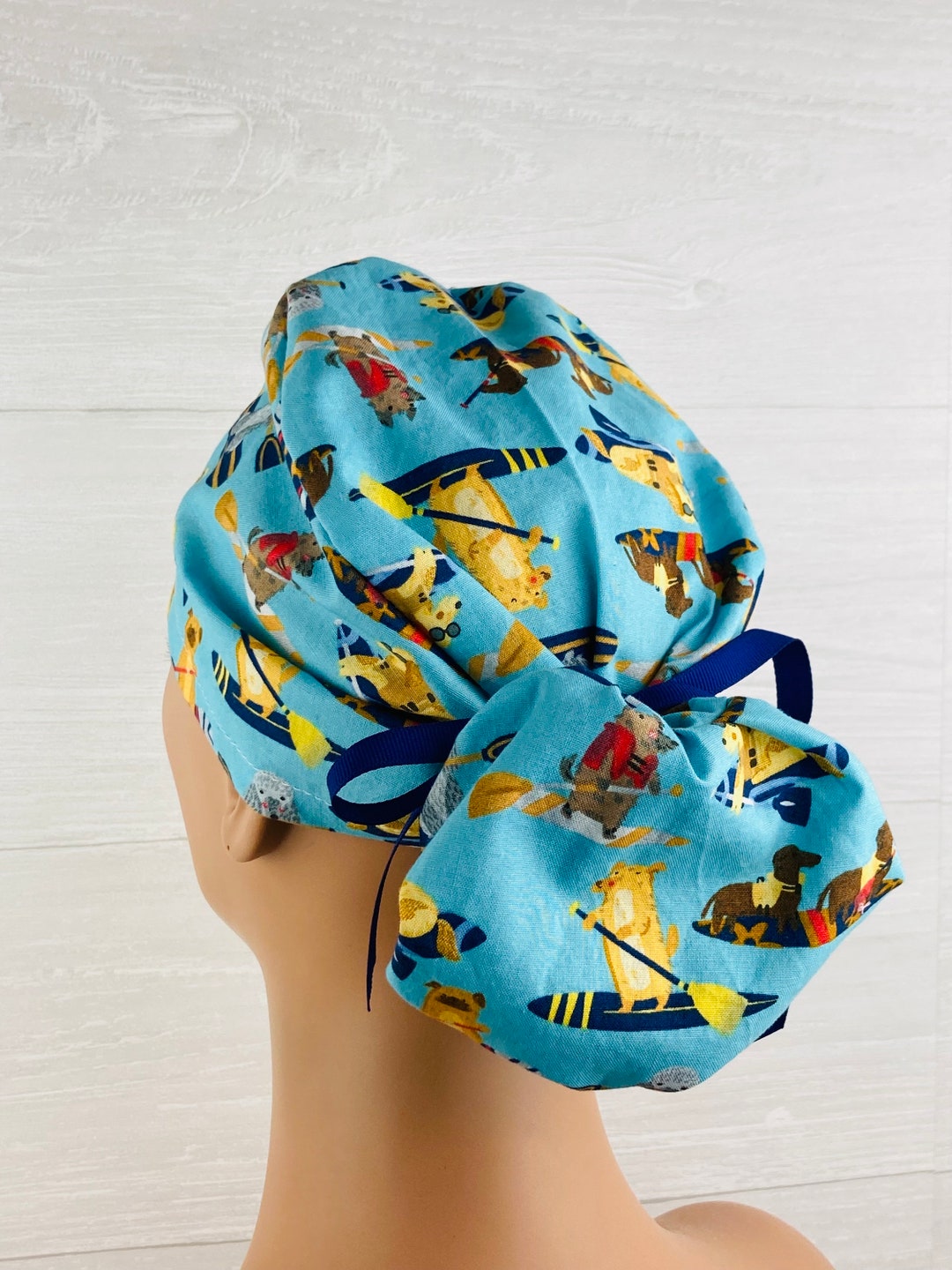 Womens Surgical Scrub Caps - Ponytail - Scrub Hat - Paddle Pups - Scrub ...