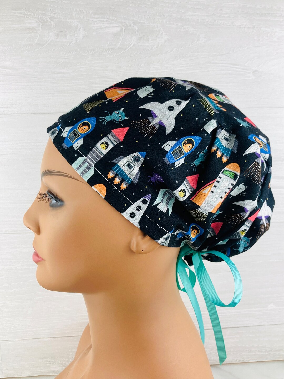Scrub Hats for Women - Women's Tieback Hat - Scrub Caps - Aliens and ...