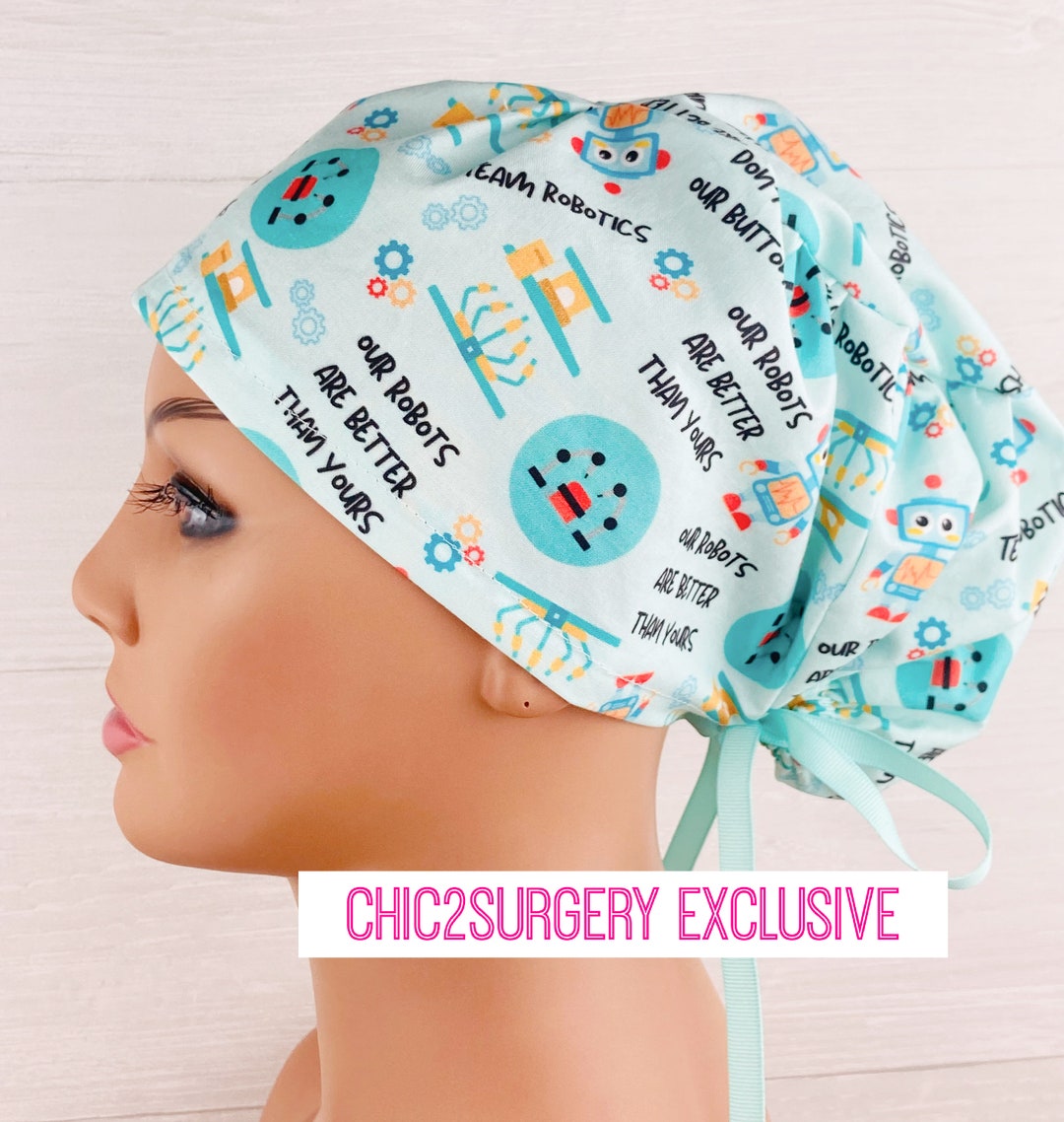 Scrub Hats for Women - Women's Tieback Hat - Scrub Caps - Team Robotics ...