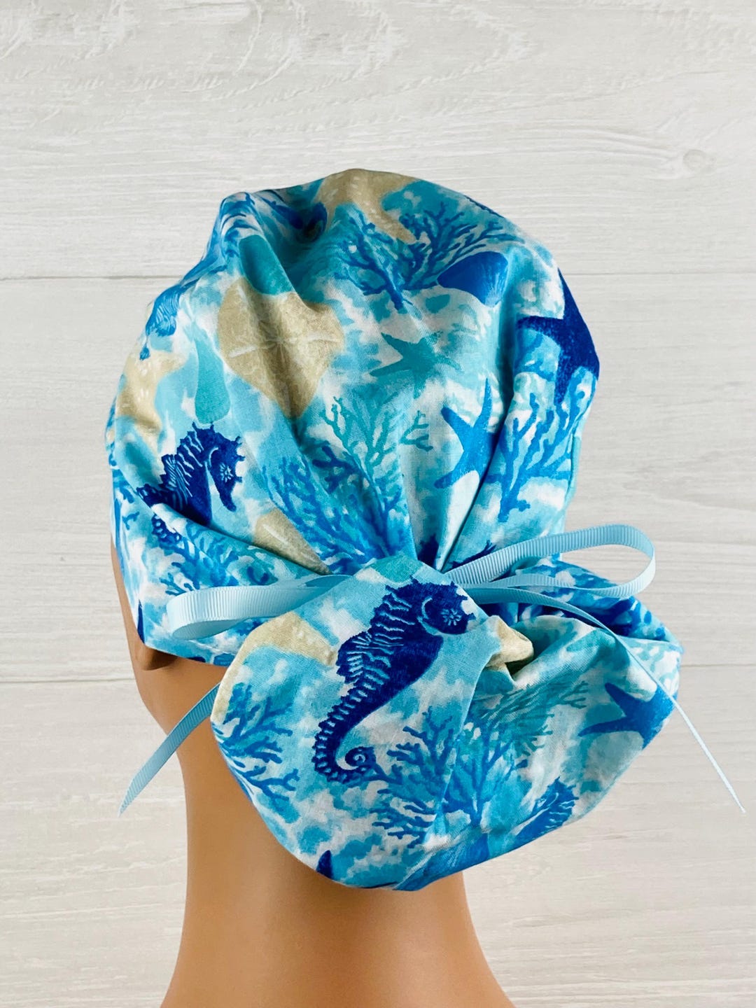 Womens Surgical Scrub Caps - Ponytail - Scrub Hat - Ocean Life - Scrub ...