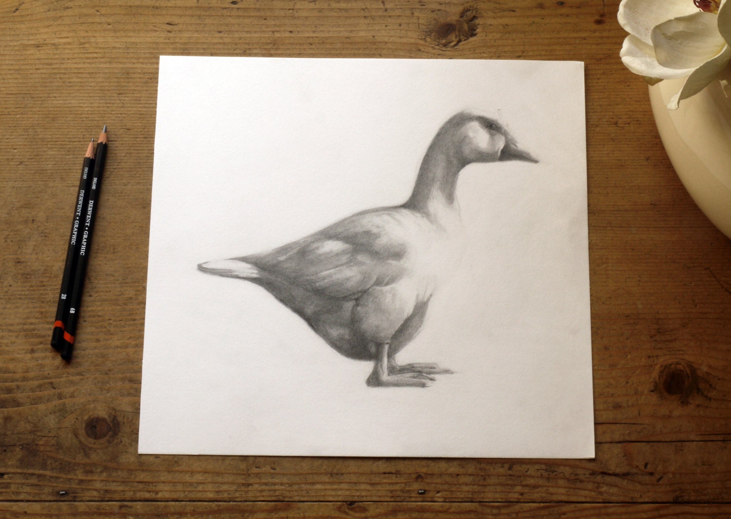 Original Pencil Drawing Entitled 'goose'. A British Wildlife ...