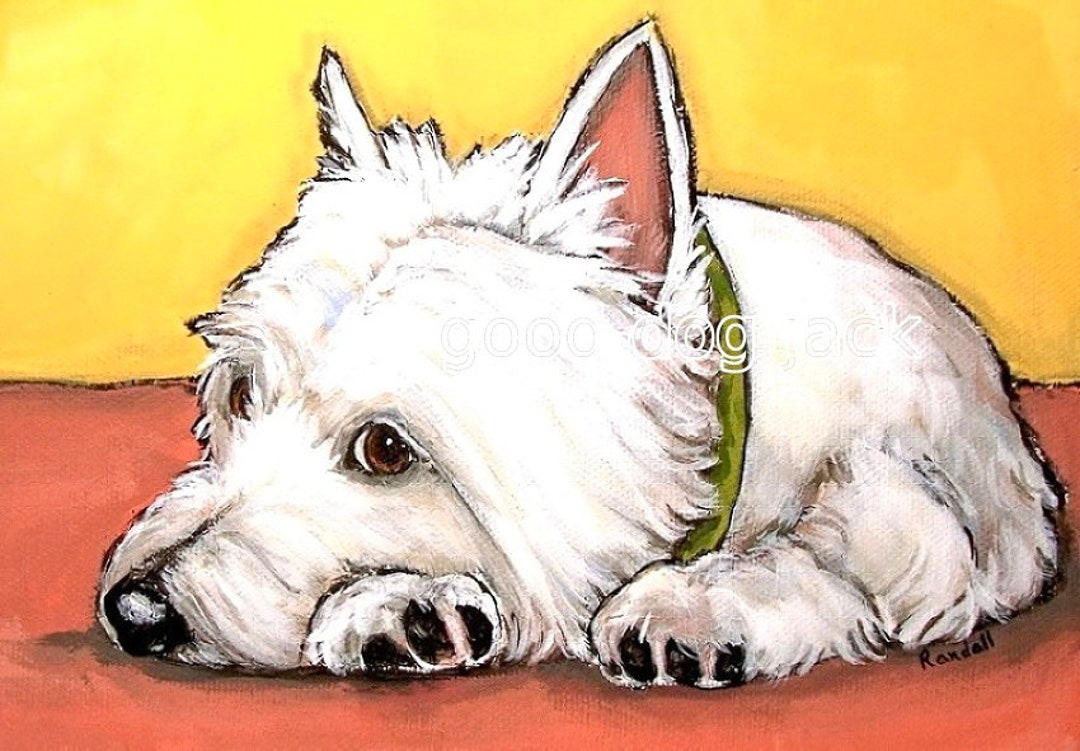 West Highland Terrier WESTIE Dog Art 8x10 MATTED PRINT Painting suzi ...