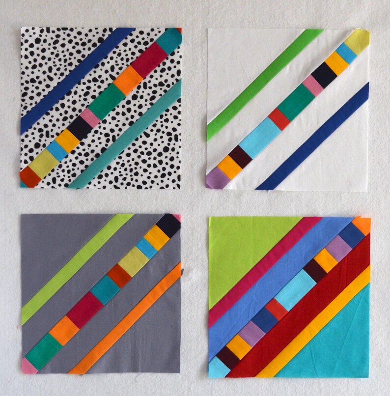 Diagonal Scrap Quilt in French - Etsy