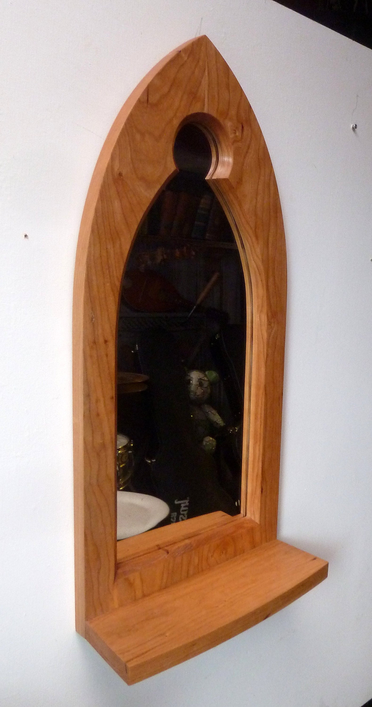 Gothic Arch Solid Wooden Cherry Keyhole Trefoil Wall Mirror & | Etsy