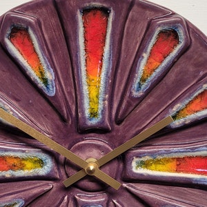 Unusual Hand Made Circular Purple Glazed Stoneware Ceramic & Glass Wall ...