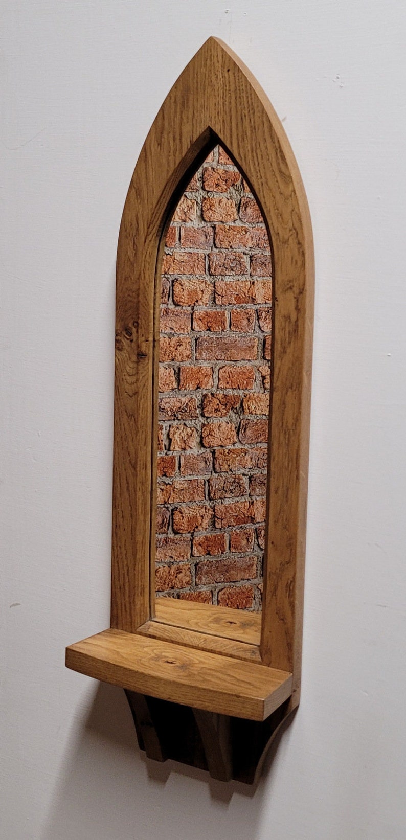 Gothic Arch Hardwood Wooden Solid Oak Wall Mirror 79cm Long - Etsy UK