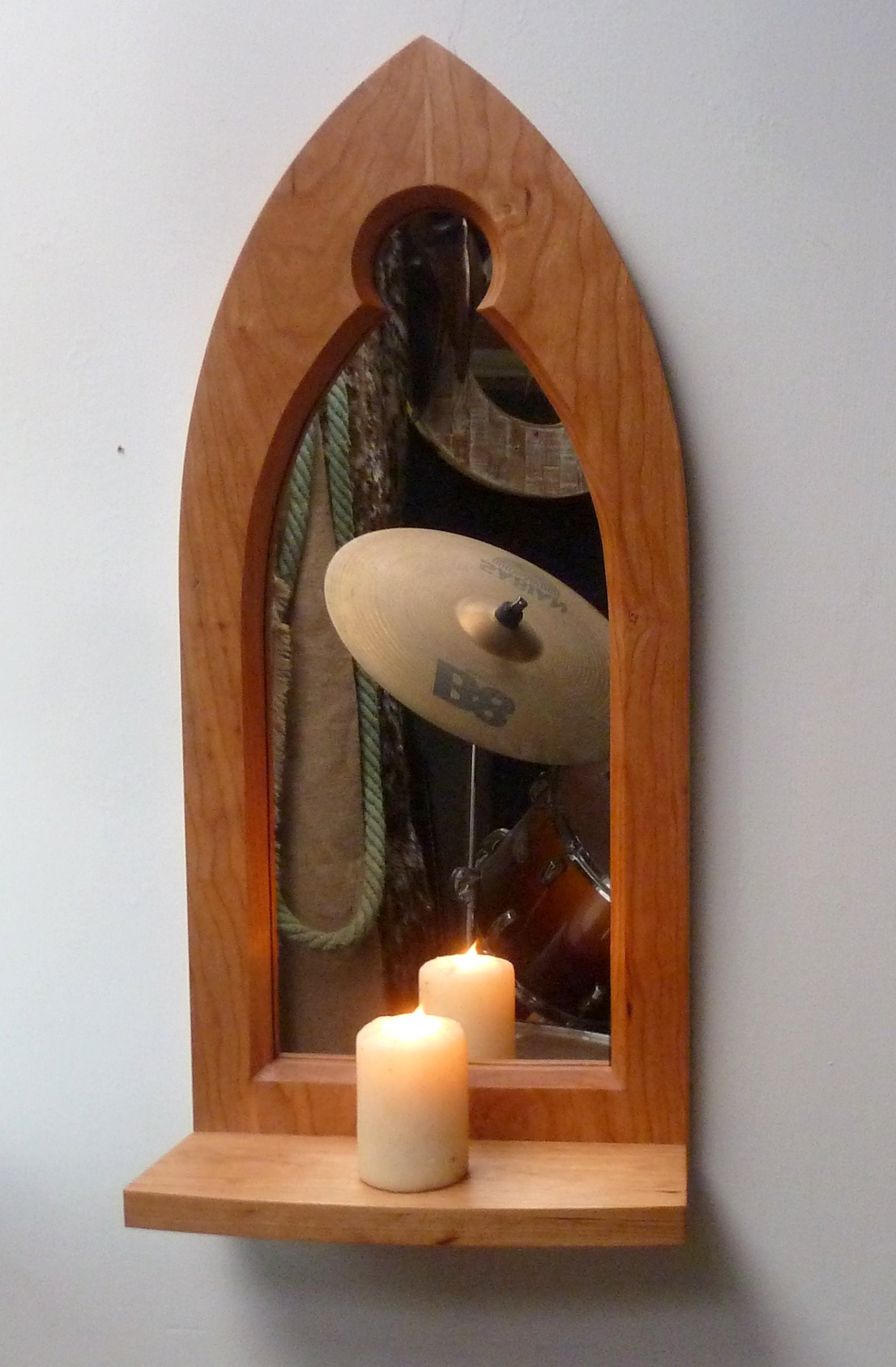 Gothic Arch Solid Wooden Cherry Keyhole Trefoil Wall Mirror & | Etsy