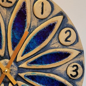 Hand Made Circular Round Blue Natural Ceramic Glass Wall Clock Quartz ...