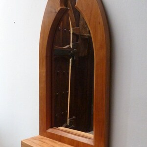 Gothic Arch Solid Wooden Cherry Keyhole Trefoil Wall Mirror & Shelf 60 ...