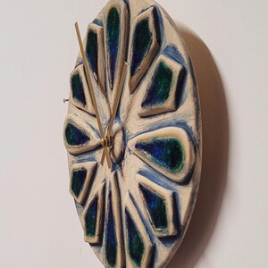 Hand Made Circular Round Blue Natural Ceramic Wall Clock Inlaid With ...