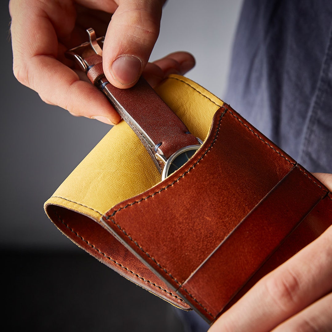 Personalised Leather Watch Travel Case Monogram Leather Pouch for Men's ...