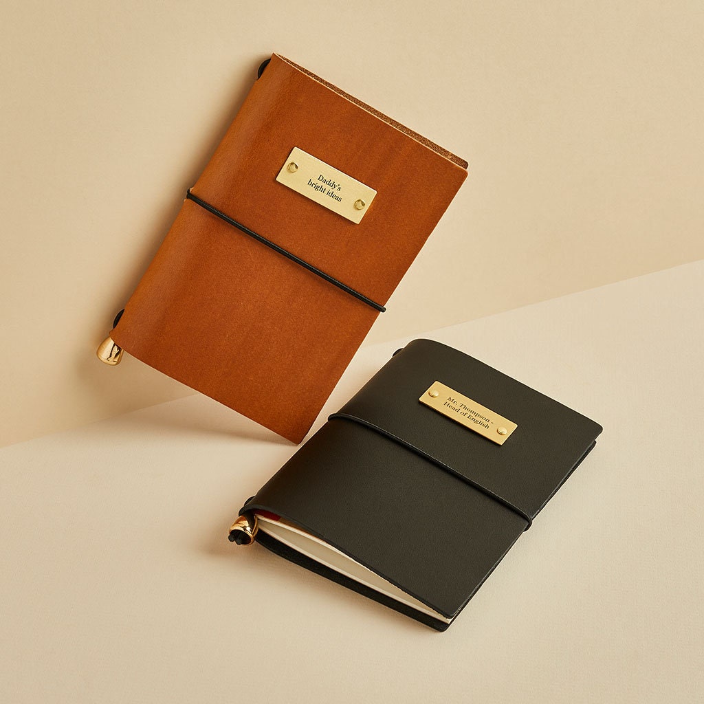 Personalised Leather Journal With Engraved Brass Plate / A6 - Etsy