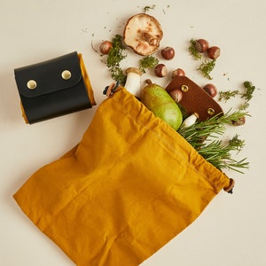 Canvas Foraging Bag With Personalised Leather Casing | Foraging Pouch ...