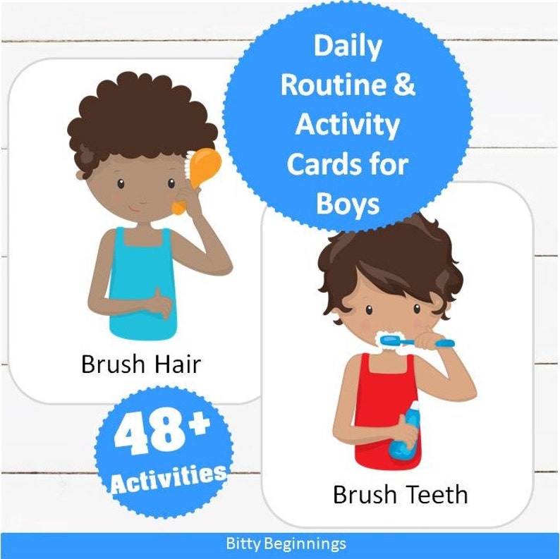 Daily Routine & Activity Cards for Boys - Etsy