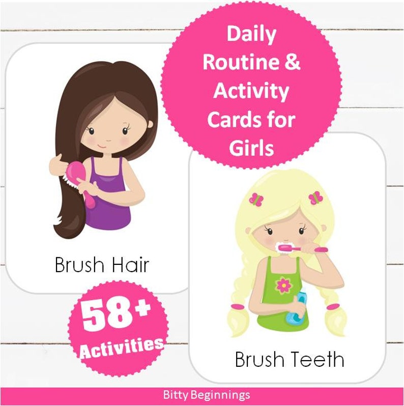 Daily Routine & Activity Cards for Girls - Etsy Australia