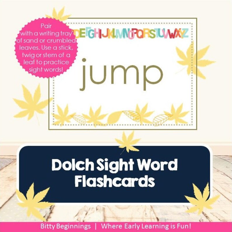 Dolch Sight Word Flashcards Falling Leaves Collection Bundle - Etsy