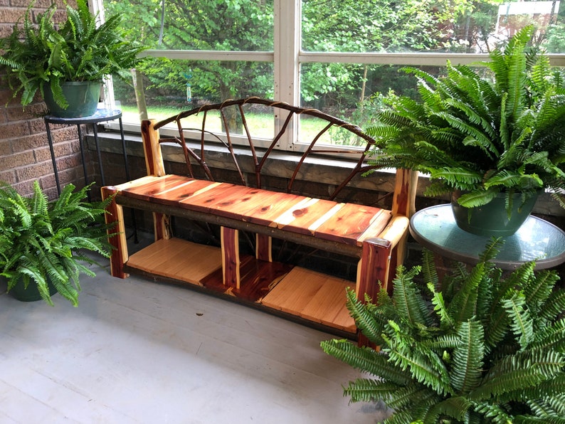 Rustic Log Bench Cedar Bench Handcrafted Rusticdecor Live - Etsy