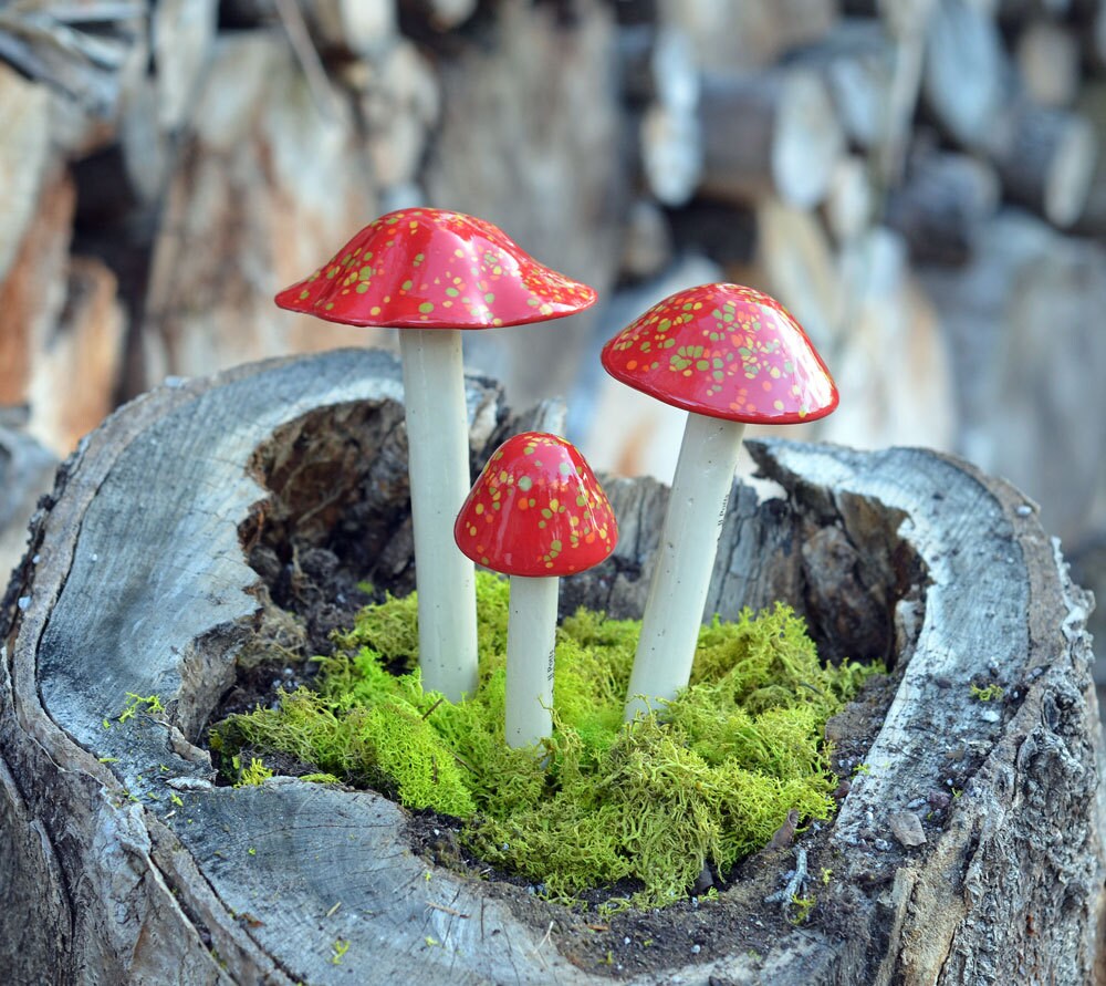 Red Ceramic Mushroom. Clay Mushroom Firecracker Garden Decor - Etsy