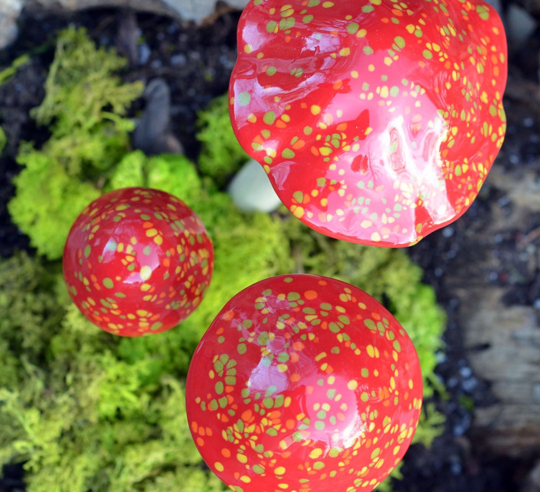 Red Ceramic Mushroom. Clay Mushroom, Firecracker, Garden Decor Ornament ...