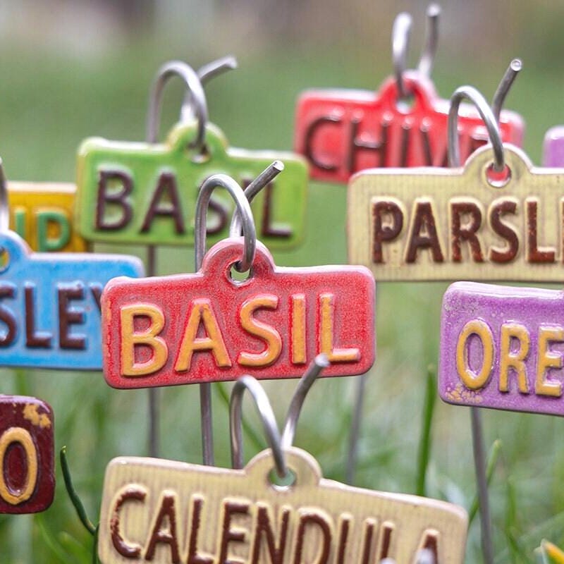 Herb Ceramic Plant Labels - Etsy