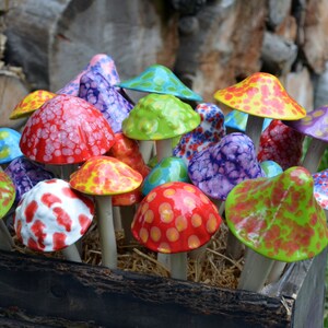 Lemon Meringue Ceramic Mushroom. Garden Stake, Ceramic Gift, Yard ...