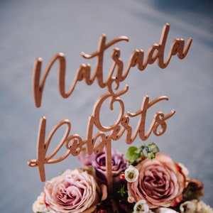 Laser Cut Rose Gold Wedding Cake Topper/custom Wedding Cake Topper ...