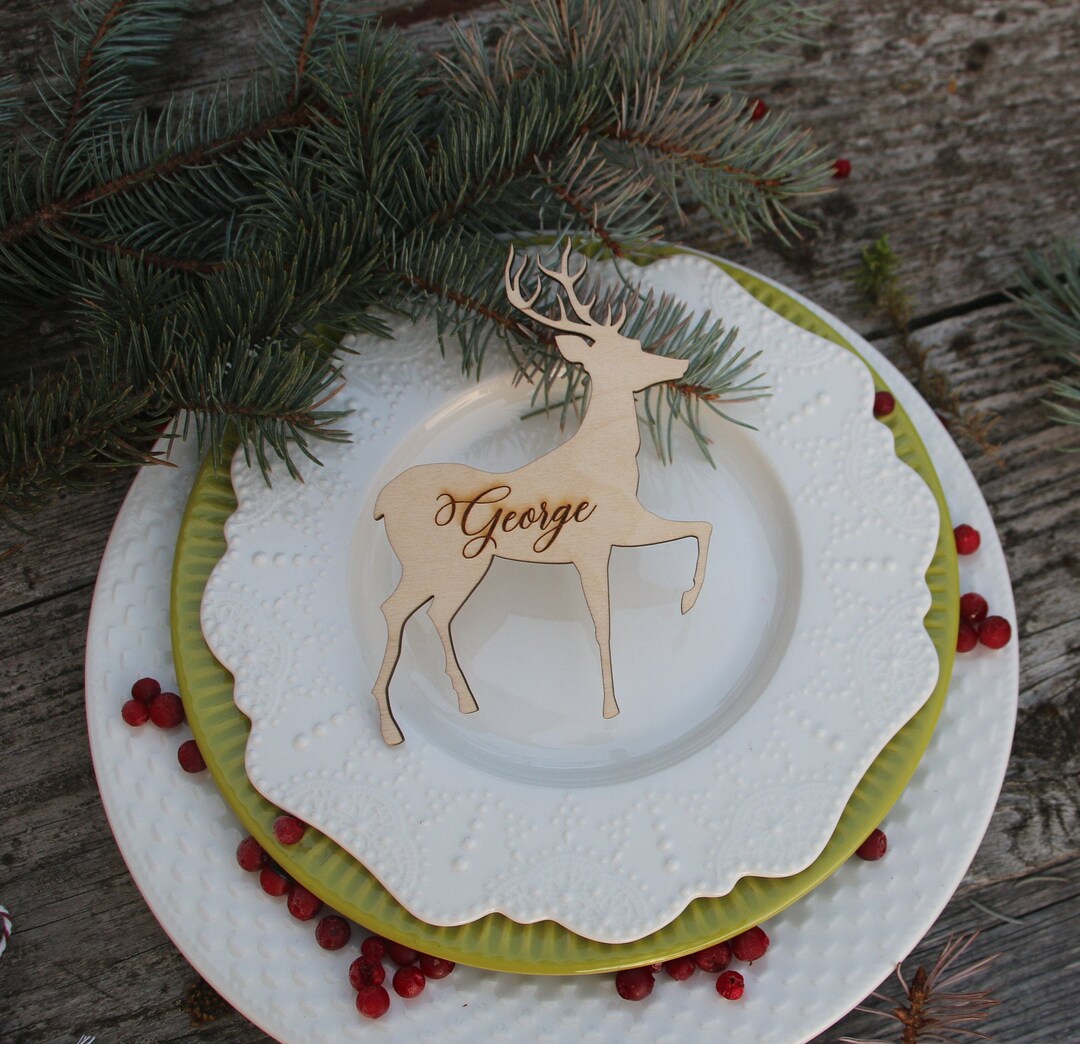 Christmastable Decor Wood Place Cards Reindeer Place Cards Christmas ...