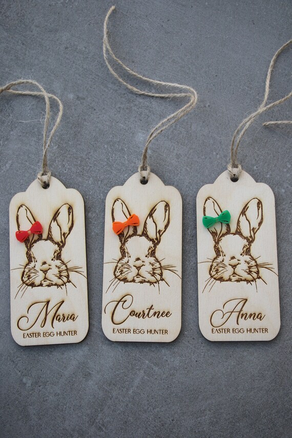 RABBIT Tags Easter Basket Tag Rabbit Personalized Easter Name | Etsy