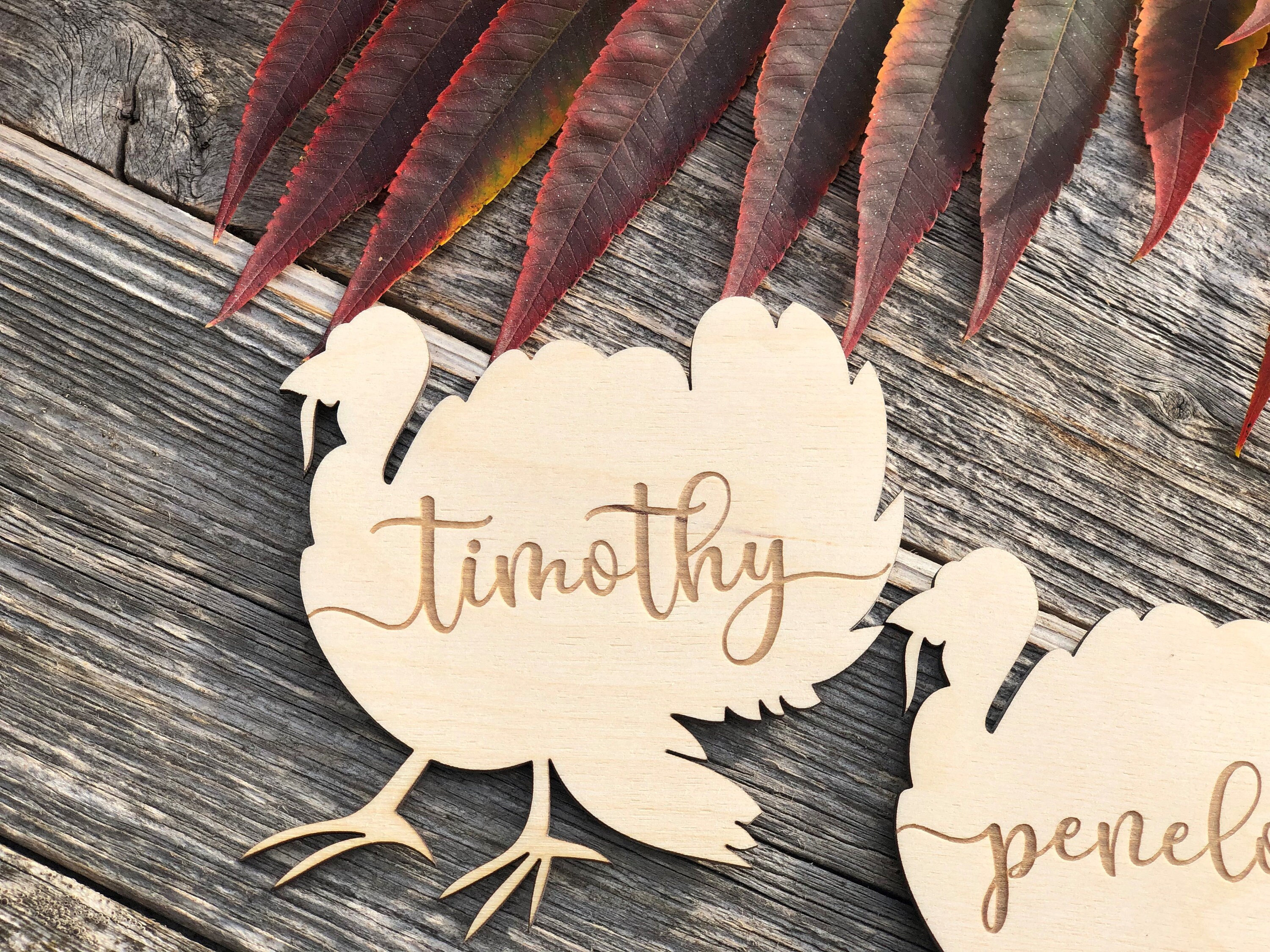 Laser Cut Turkey Place Cards: Thanksgiving Table Decor - Etsy