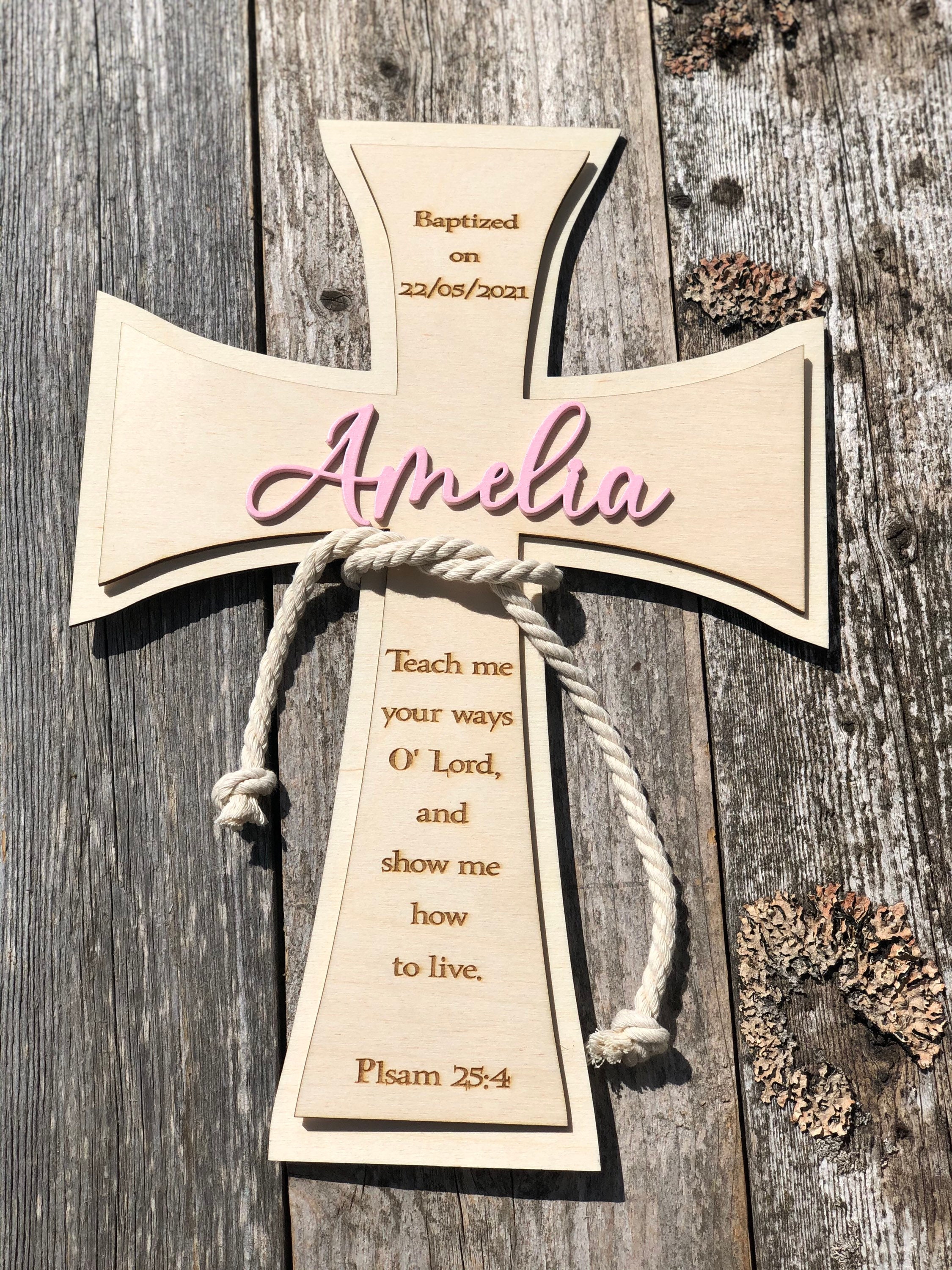 Personalized Custom Wood Cross Christening CrossBaptism Cross | Etsy