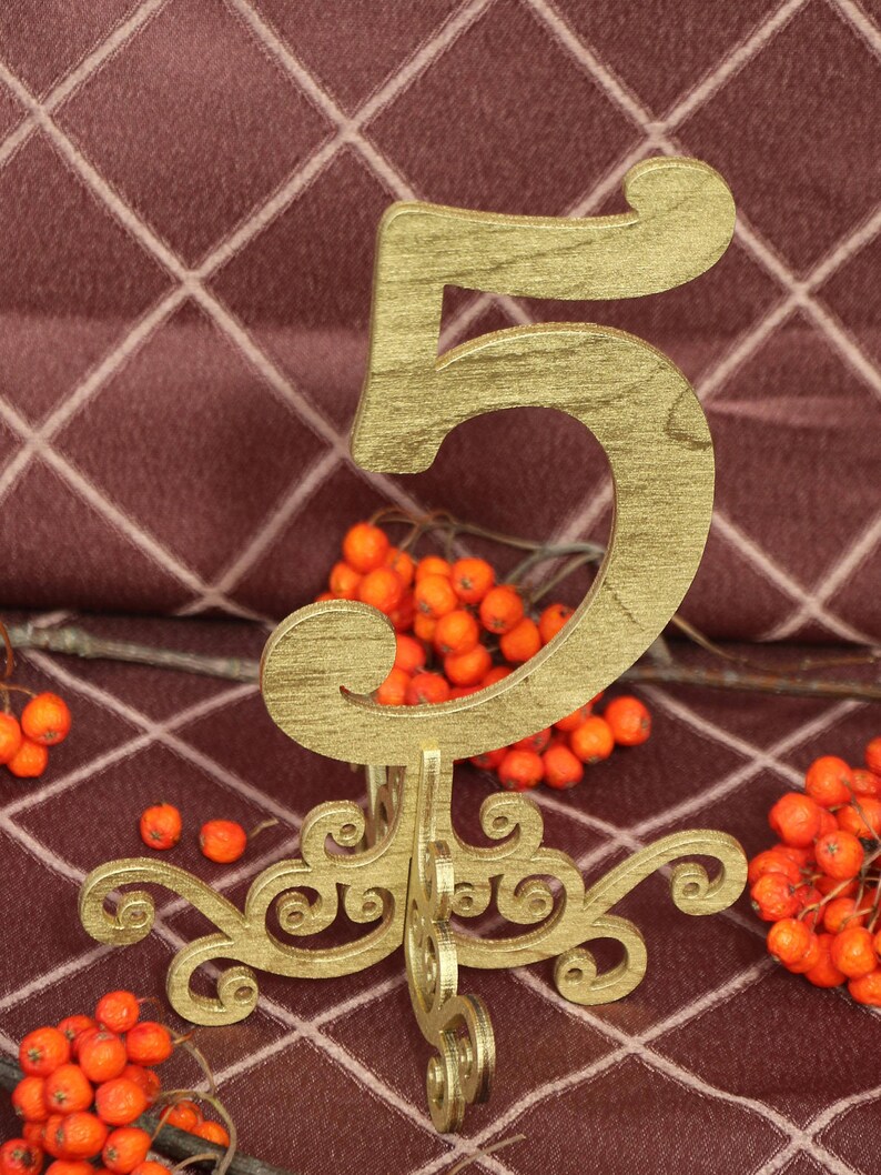 GOLD Wedding table numbers /Rustic table numbers/Wooden | Etsy