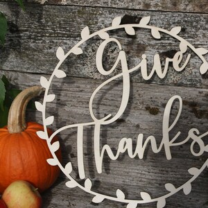 Give Thanks Wood Laser Cut Signcalligraphy Entry Signthanksgiving Wall ...